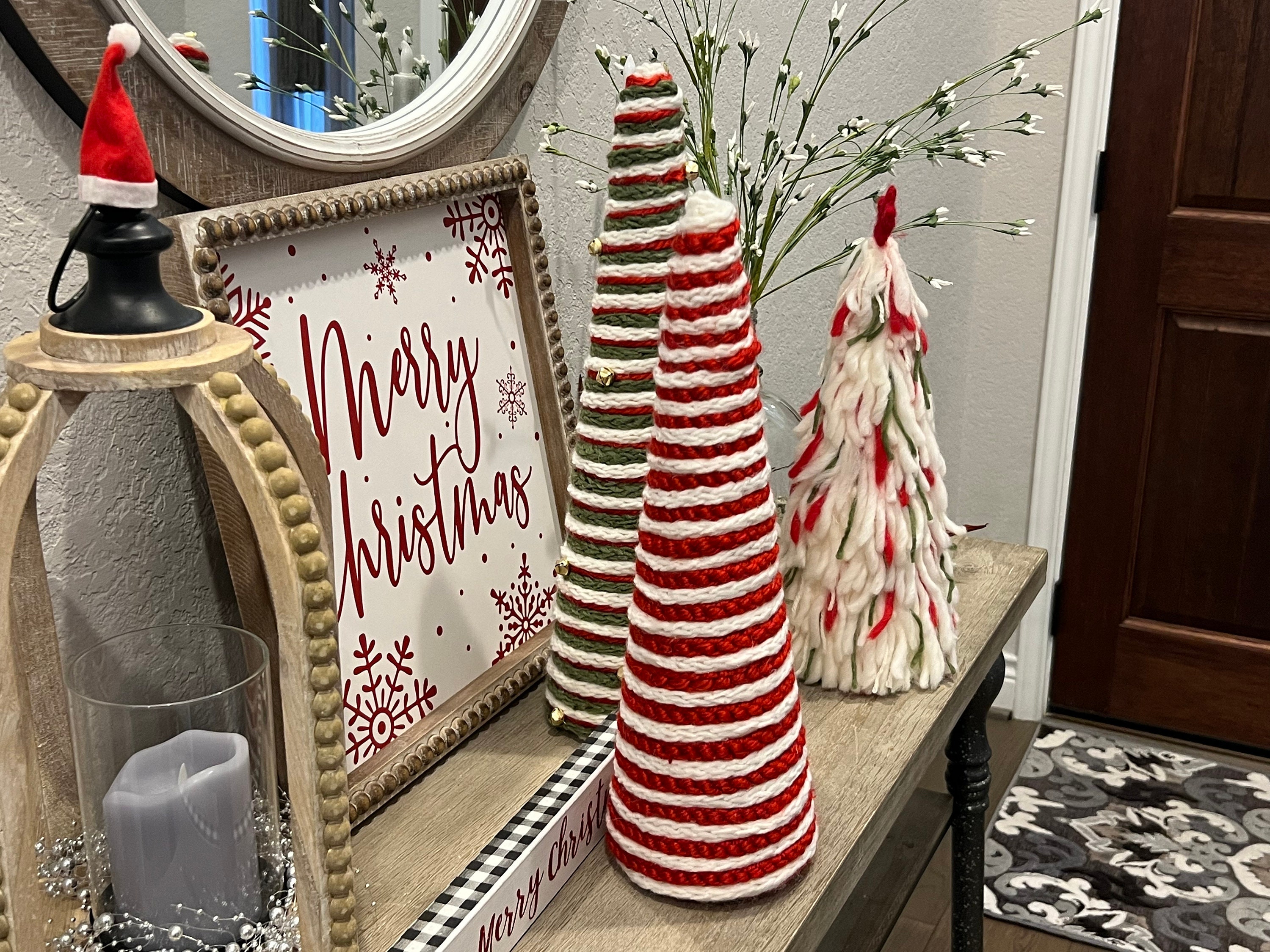 Yarn Table Top Christmas Tree Decor, Christmas Decoration, Table Top ...