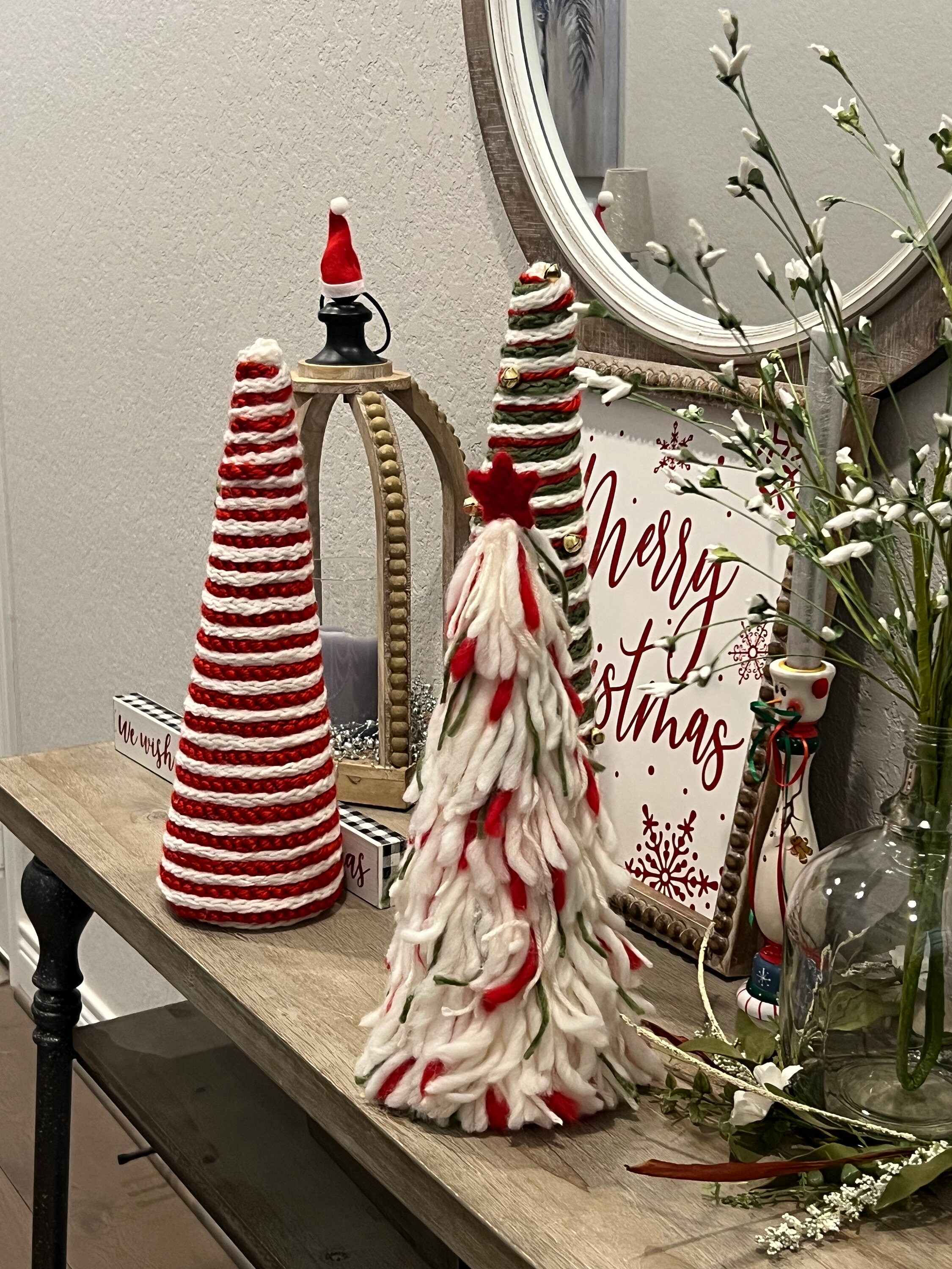 Yarn Table Top Christmas Tree Decor, Christmas Decoration, Table Top ...