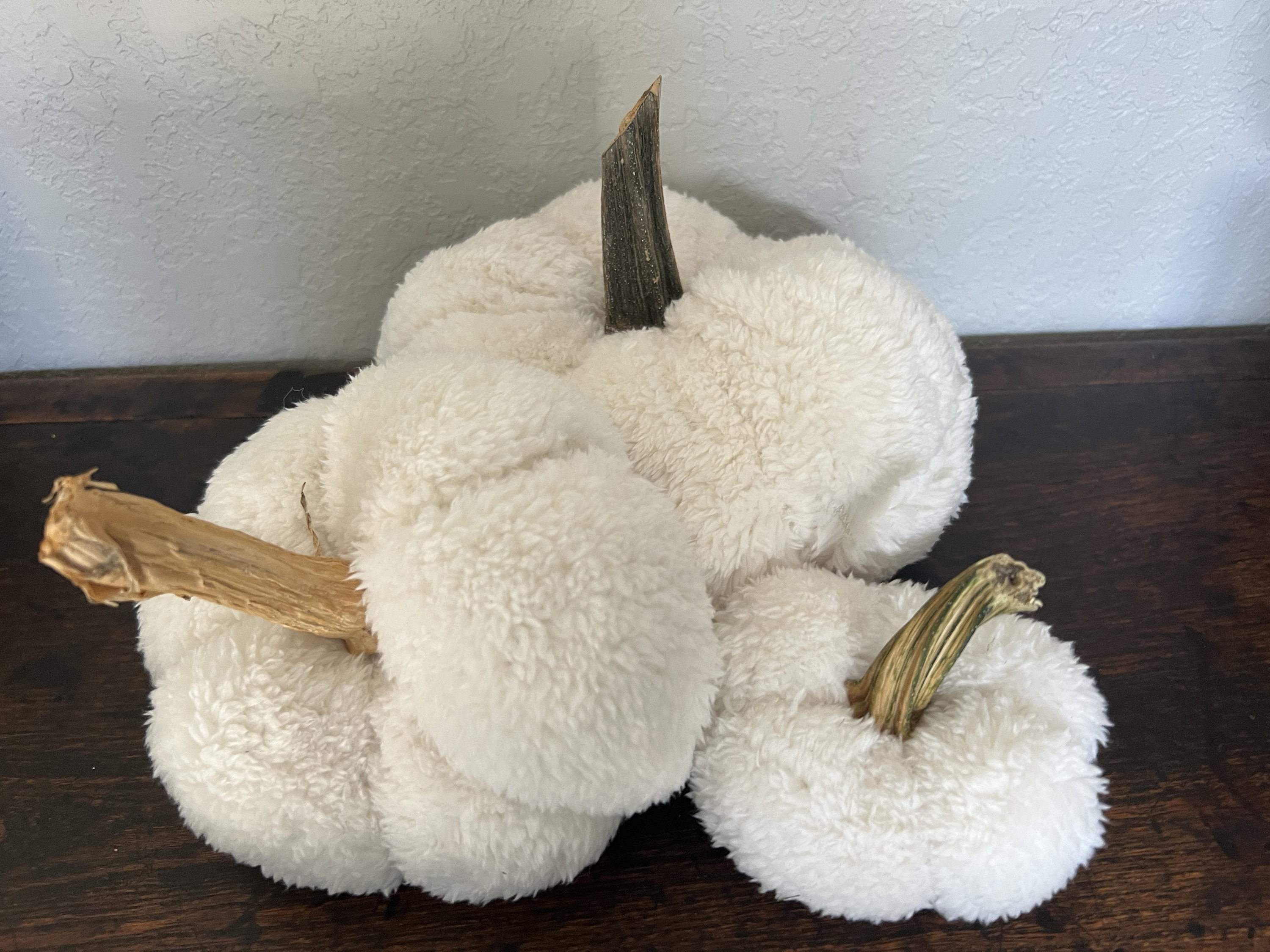 Grouping of 3 Fall Color Sherpa Pumpkins, Fall Sherpa Decor, Soft Fuzzy ...
