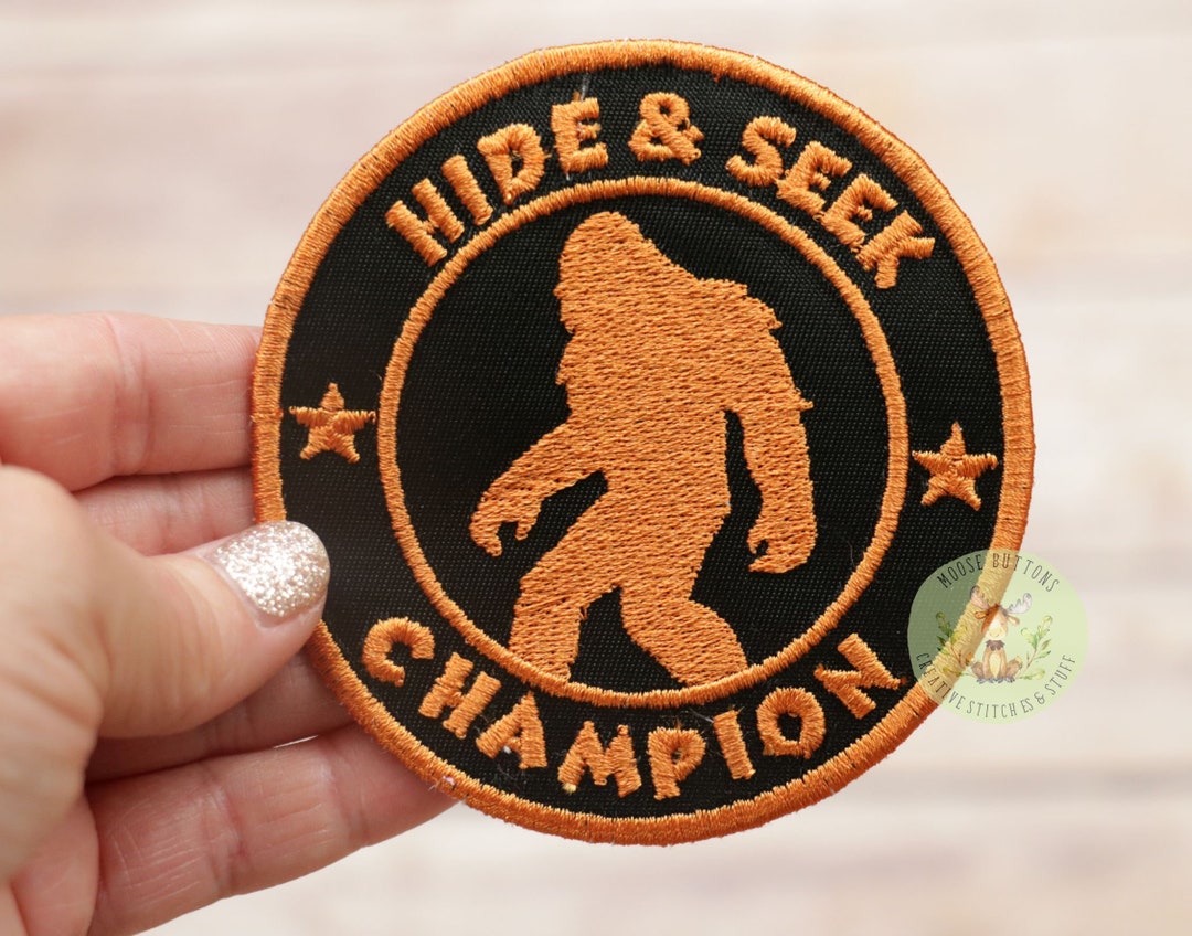 Sasquatch Hide and Seek Champion Iron on Patch, Big Foot Patch, Big ...