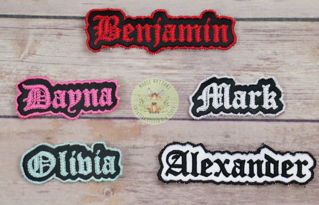 Old English Embroidered Name Tag Iron on Patch, Personalized Name ...