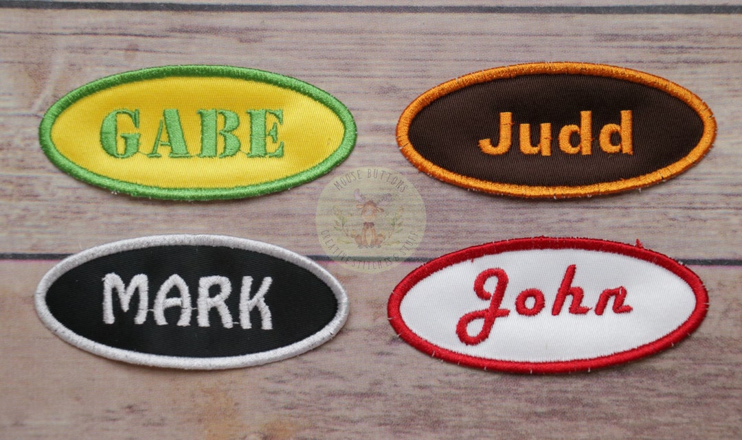 Oval Name Tag Iron on Patch, Personalized Name Embroidered Iron on ...