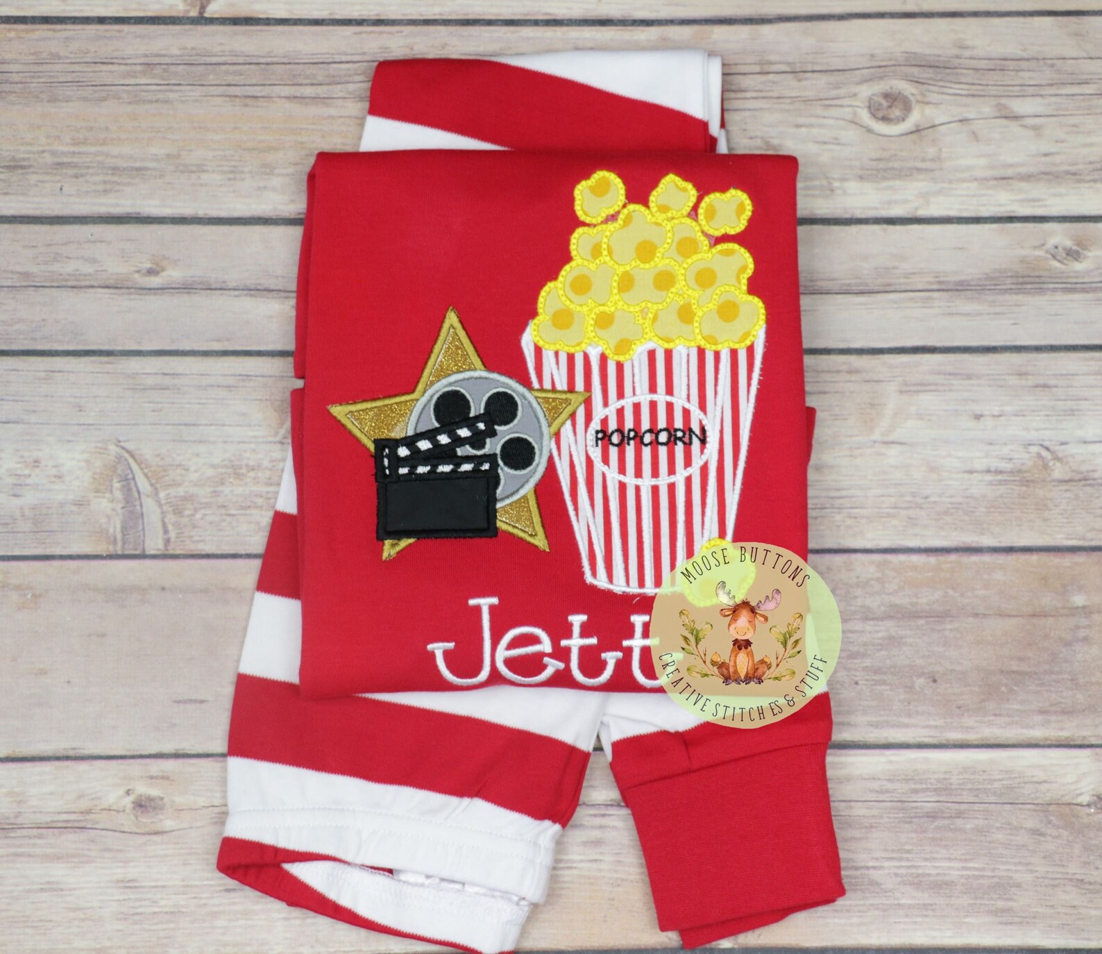 Movie Night Pajamas Popcorn Pjs Movie Birthday Night Pjs Etsy