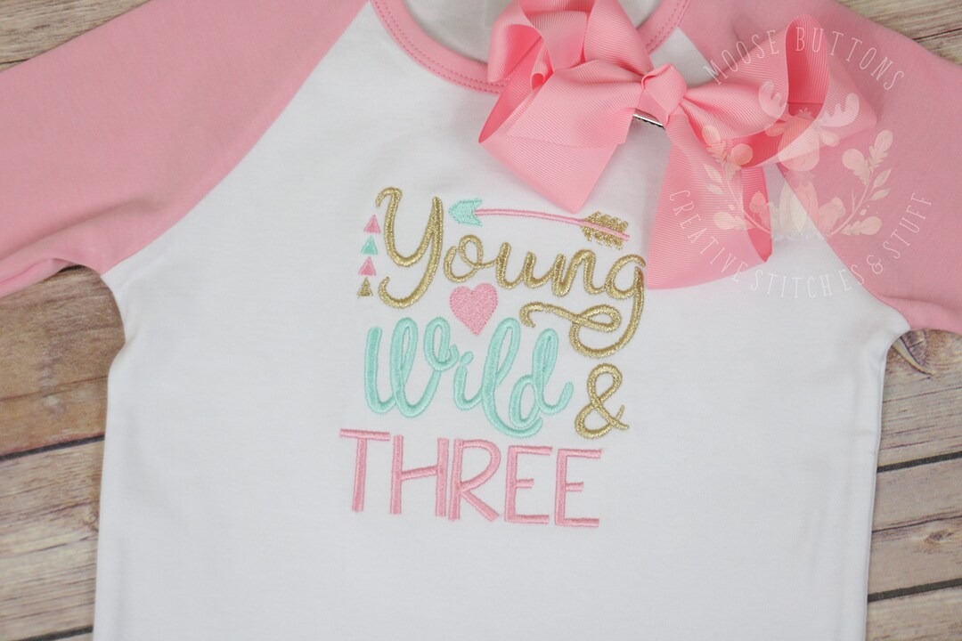 Young Wild & Three Birthday Shirt, Wild Birthday, Girls Wild and Three Birthday, Girls Wild ...