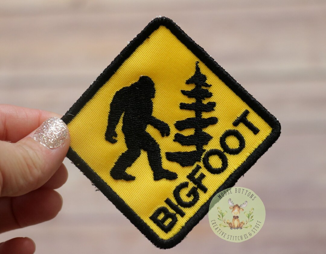 Bigfoot Crossings Iron on Patch, Big Foot Patch, Big Foot Hook and Loop ...