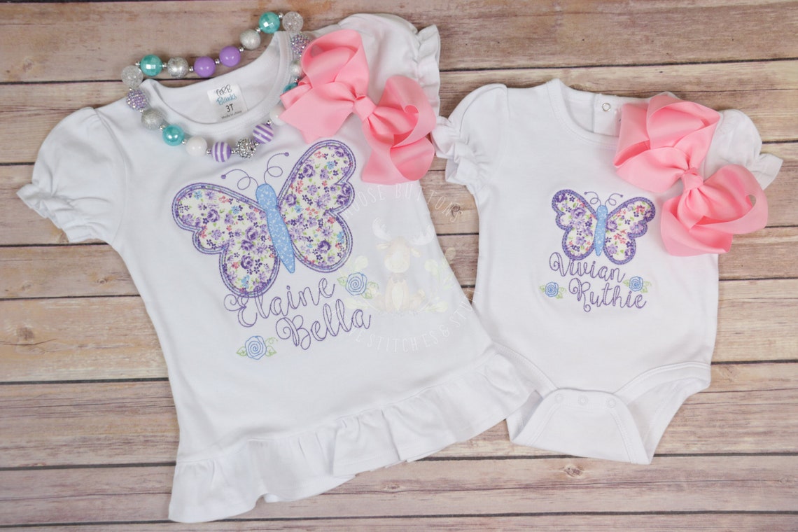 Girls Butterfly Shirt, Sister Shirt, Butterfly Outfit, Summer Shirt ...