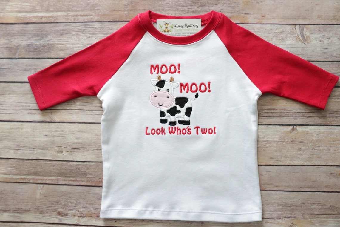 Moo Moo Look Who's Two Shirt Boys Birthday Shirt Boys | Etsy