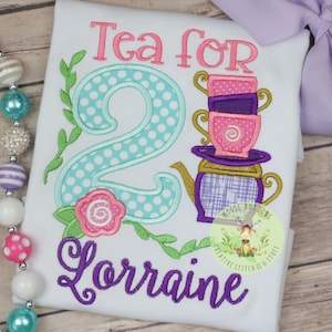 Girls Tea Birthday, Tea for Two Shirt, Girls Tea Party, Tea Birthday ...