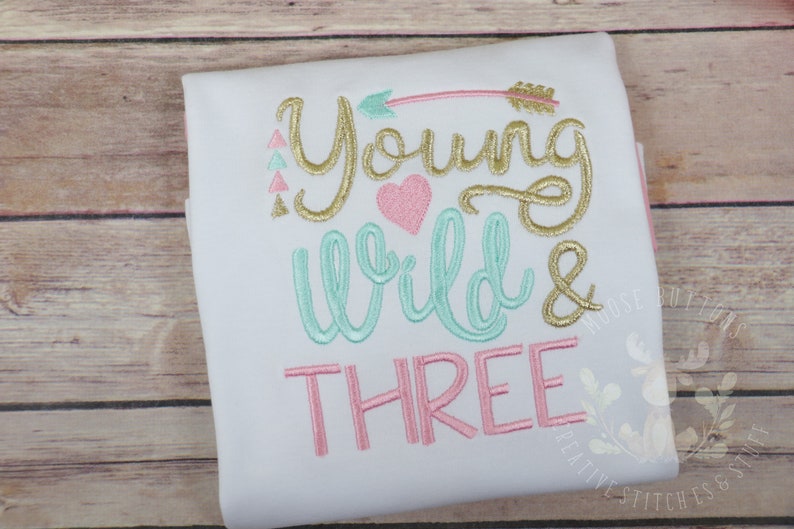 Young Wild & Three Birthday Shirt Wild Birthday Girls Wild | Etsy
