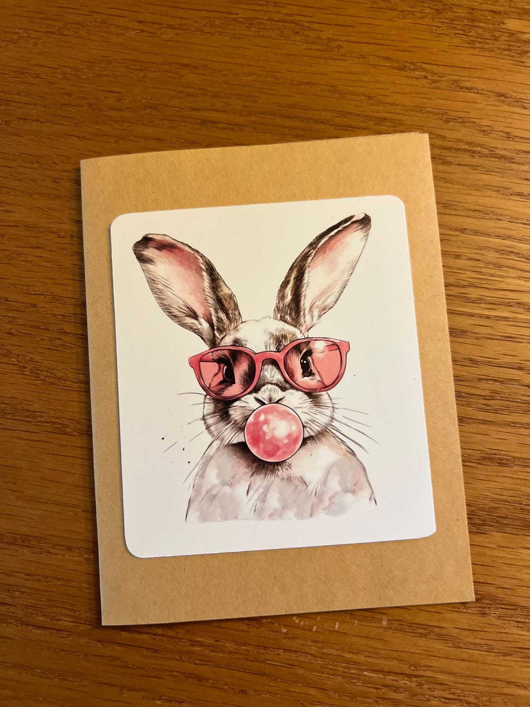 Bubblegum Bunny Note Card - Etsy
