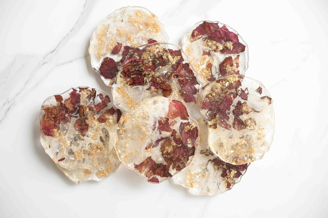 Floral and Gemstone Geode Coasters - Etsy