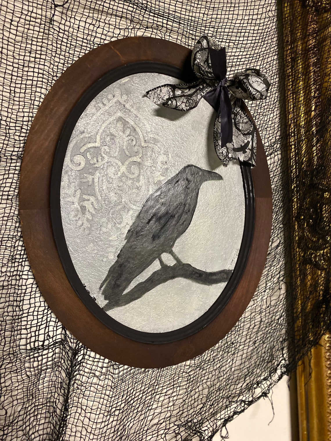 Raven Picture in Vintage Frame - Etsy