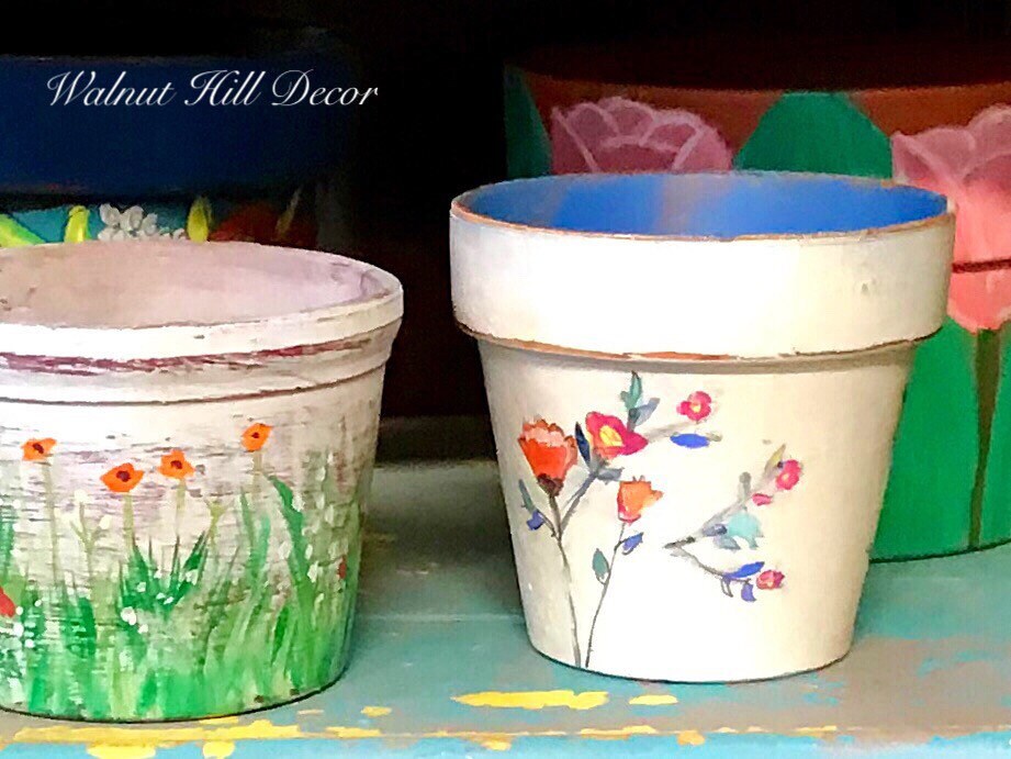 Hand Painted Flower Pot: Sunflower, Poppy, Rose Decor - Etsy