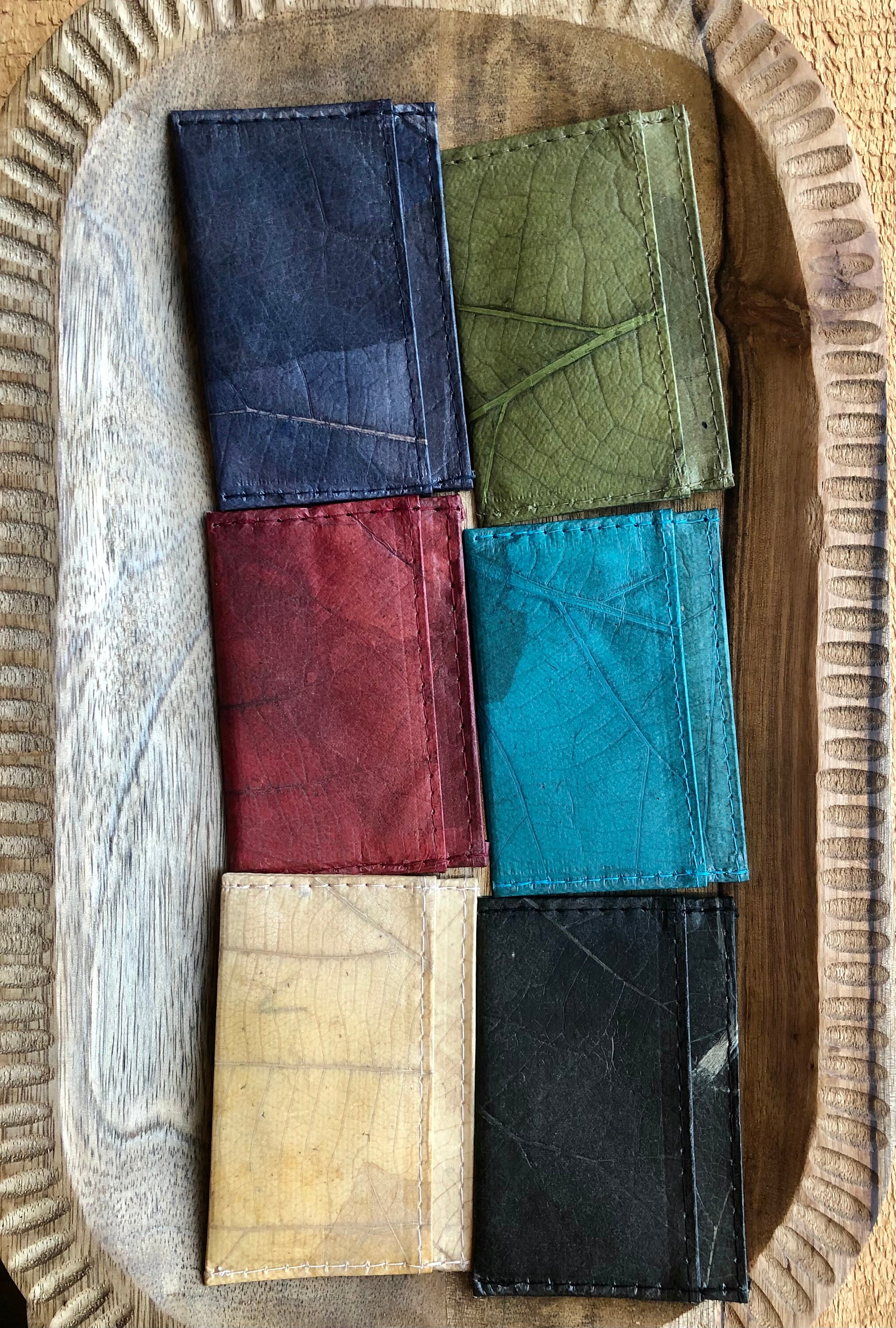 Leaf Leather Slim Wallet Card Holder Handmade Animal Friendly Vegan ...