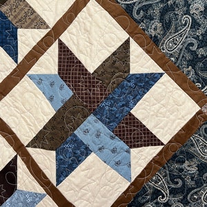 Dusty Blue and Brown Quilt - Etsy