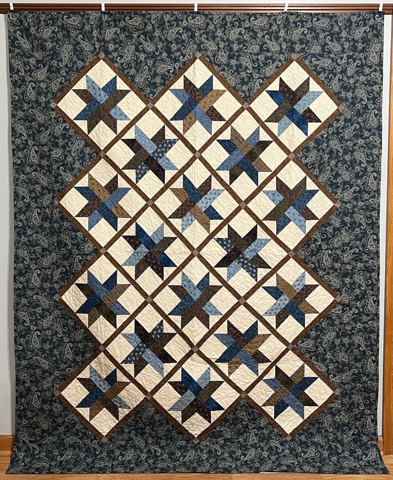 Dusty Blue and Brown Quilt - Etsy