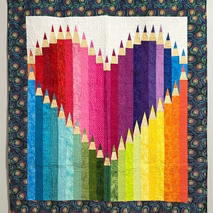 Color Pencil Heart Quilt - Etsy
