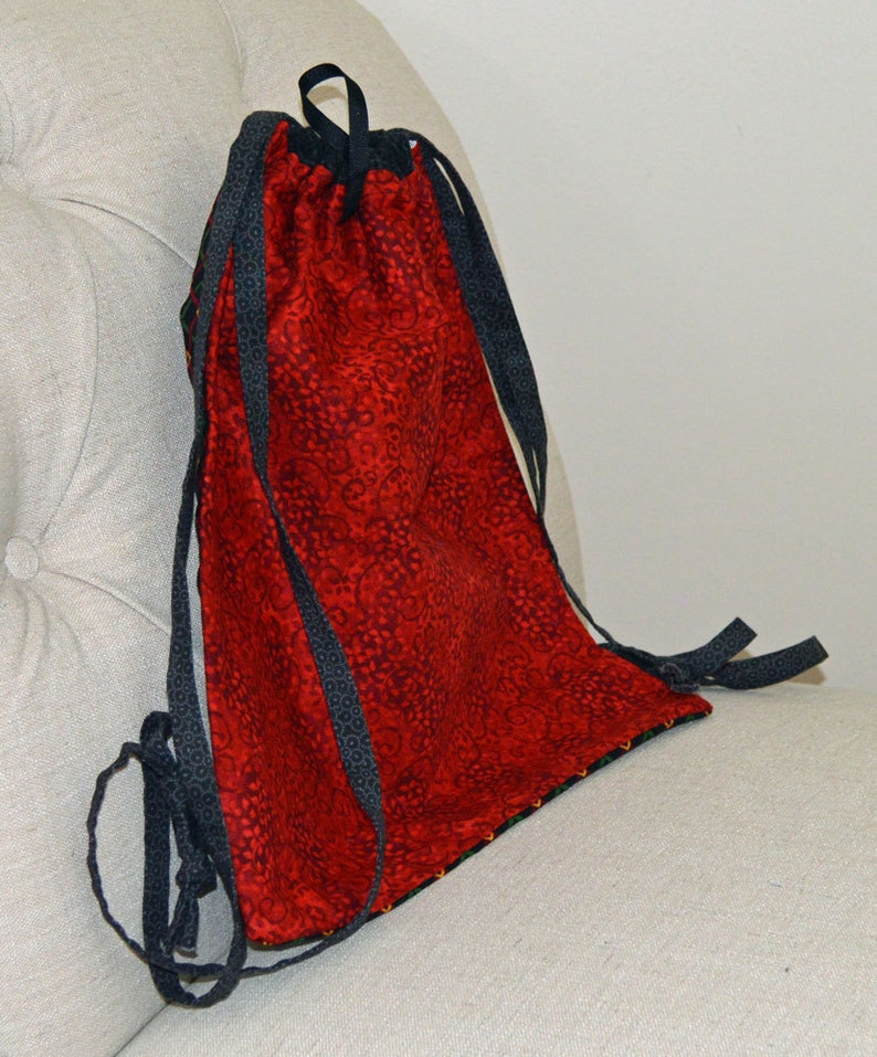 Red, Green and Gold Cinch Backpack With Phone Pouch - Etsy