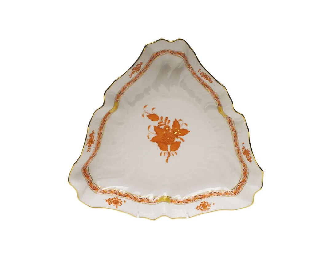 Herand Triangle Vegetable Bowl Chinese Bouquet Rust - Etsy