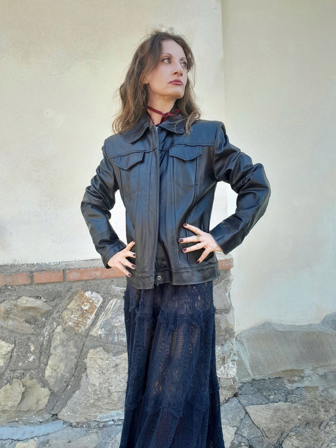 Vintage 70s Biker Leather Jacket - Etsy