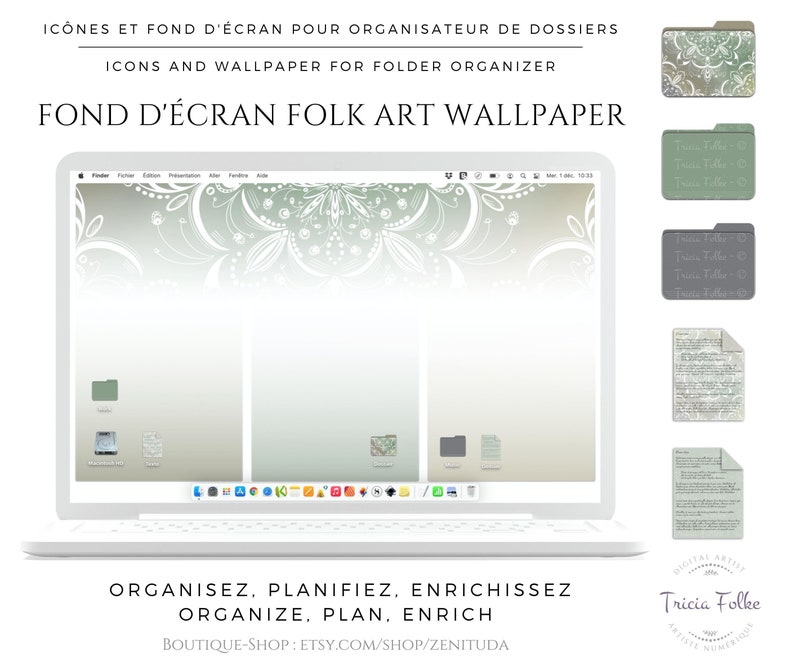 5 Icons and 1 Mac Computer Background to Organize Your Desktop - Etsy