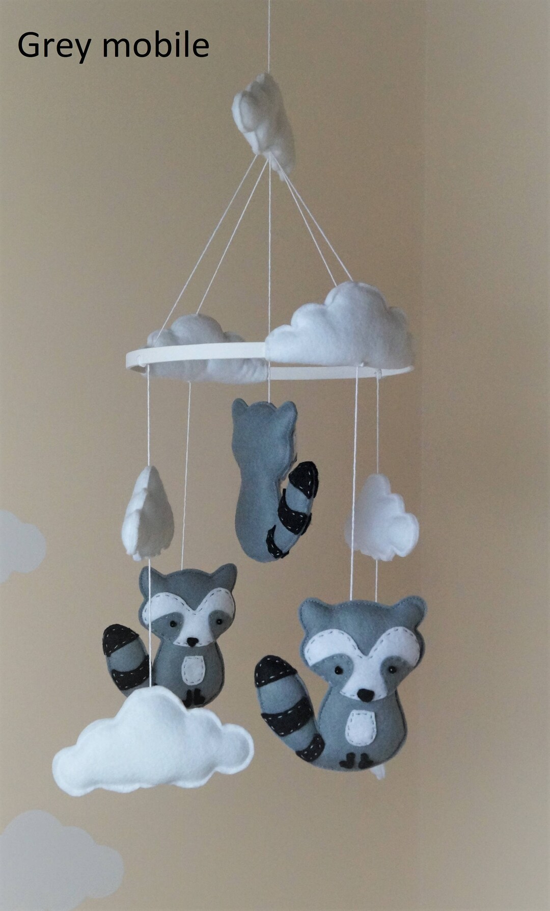 Woodland Baby Raccoon Nursery Mobile - Etsy