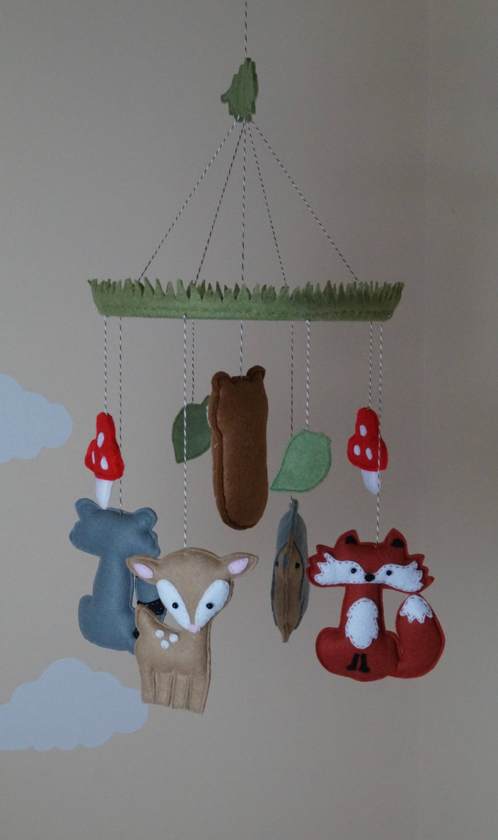 Woodland Animals Unisex Baby Mobile Made to Order - Etsy