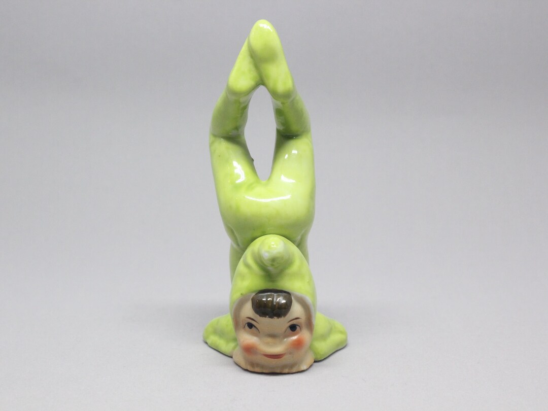 Vintage Japan Acrobat Pixie Elf in Bright Green Suit Porcelain Figurine ...