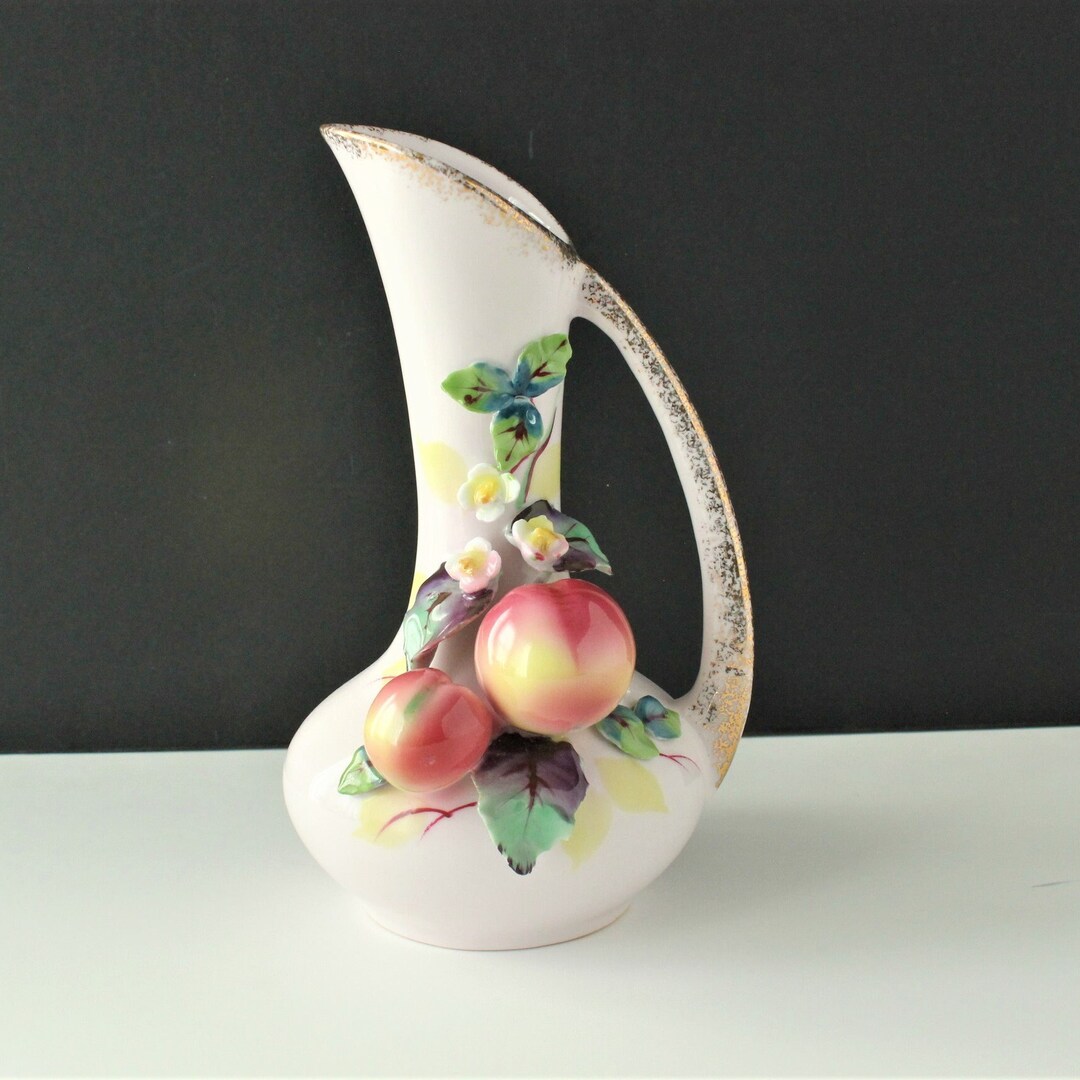 Vintage 1955 Signed Geo. Z. Lefton Pale Pink Ceramic Pitcher Vase With ...