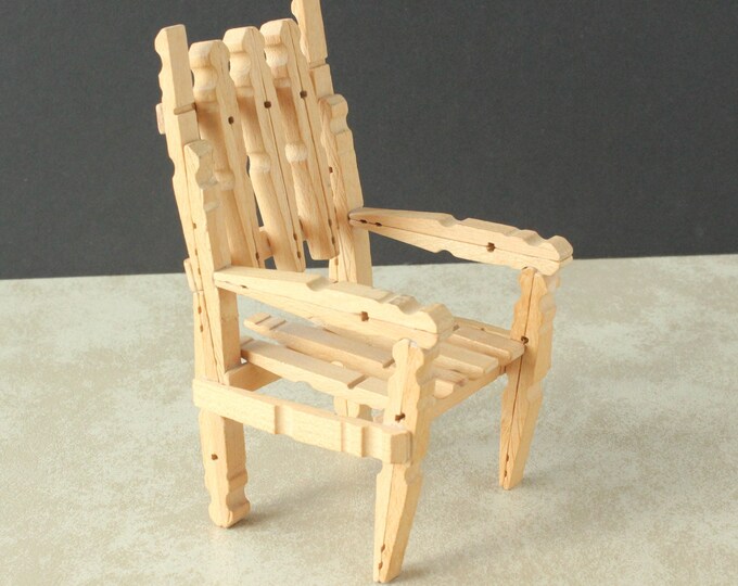 Vintage Handmade Wooden Clothespin Doll Chair Etsy