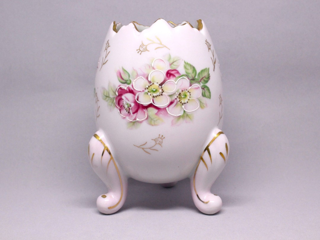 Vintage Inarco Japan Porcelain Pale Pink Cherry Blossoms Floral Egg ...