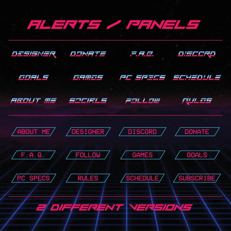 Neon 80s Glowing Stream Overlays ANIMATED - Etsy