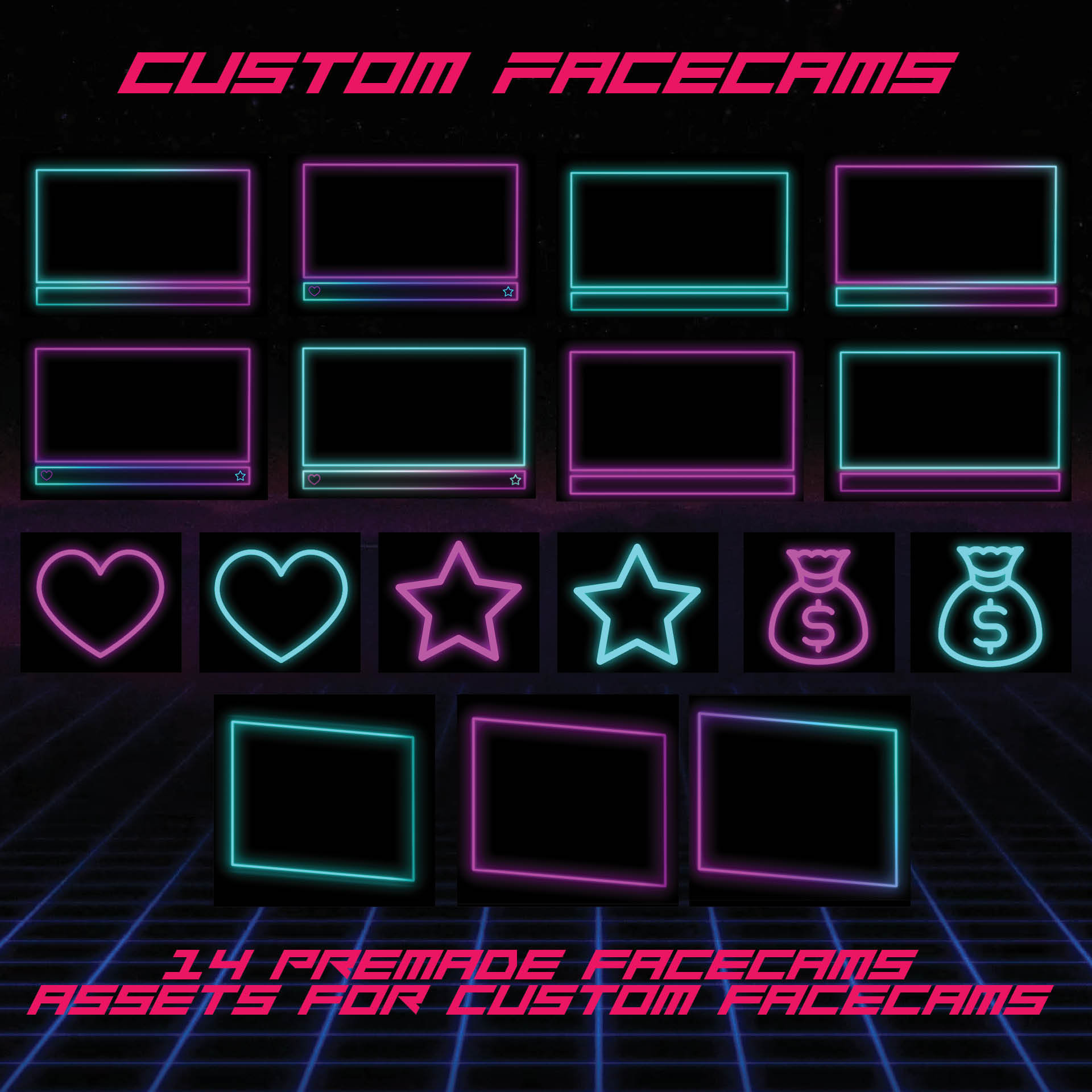 Neon 80s Glowing Stream Overlays [ANIMATED] - Etsy