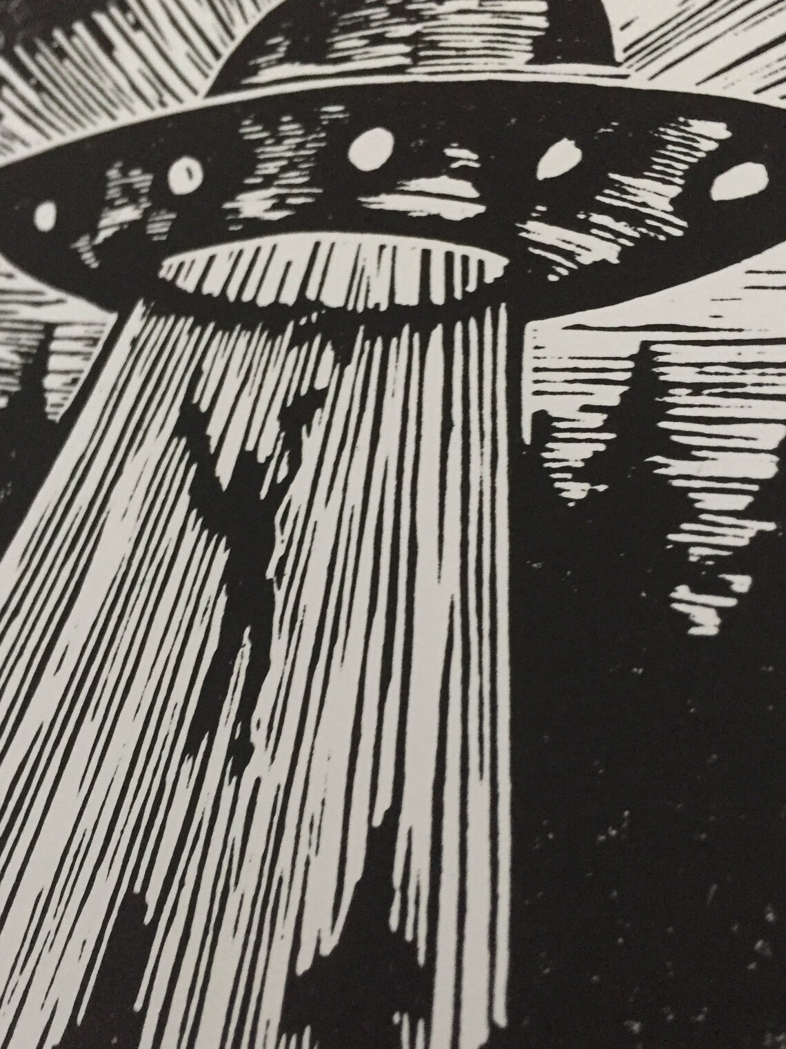 I Want to Leave UFO Alien Abduction Lpotl Signed Block Print | Etsy