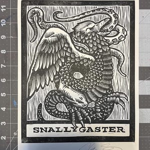 Snallygaster Signed Linoleum Block Print Cryptid Chimera Bigfoot ...