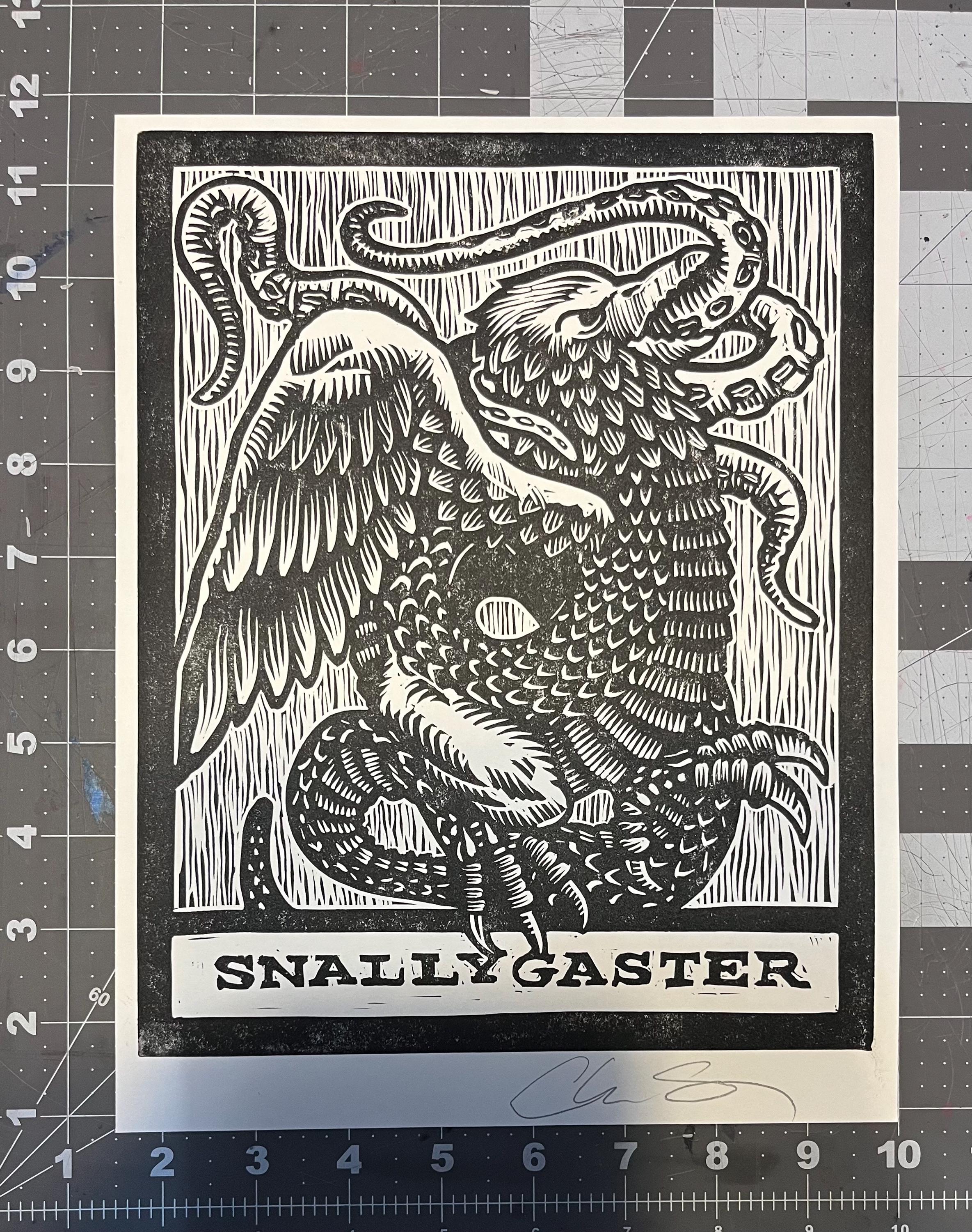 Snallygaster Signed Linoleum Block Print Cryptid Chimera Bigfoot ...