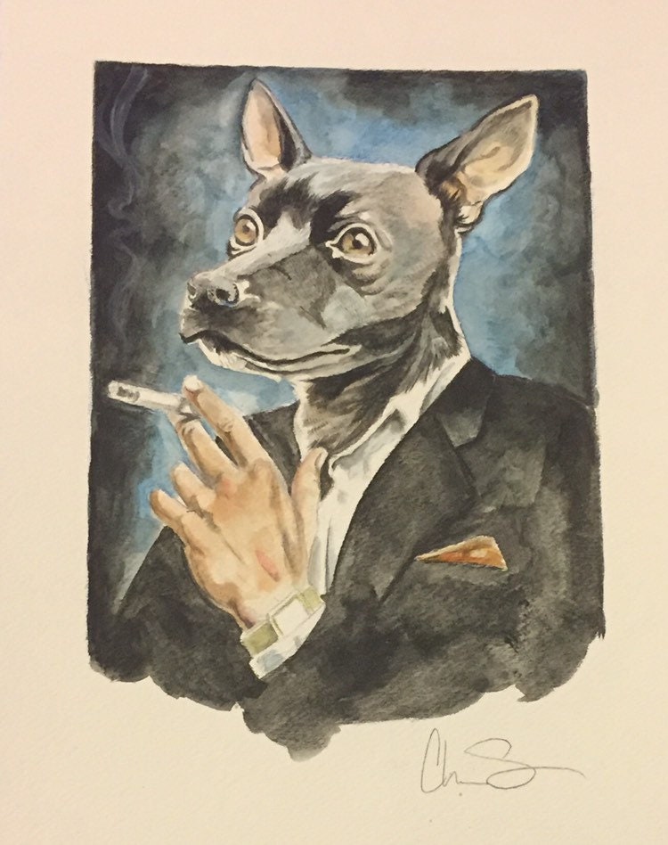 Dog Smoking Weed Drawing