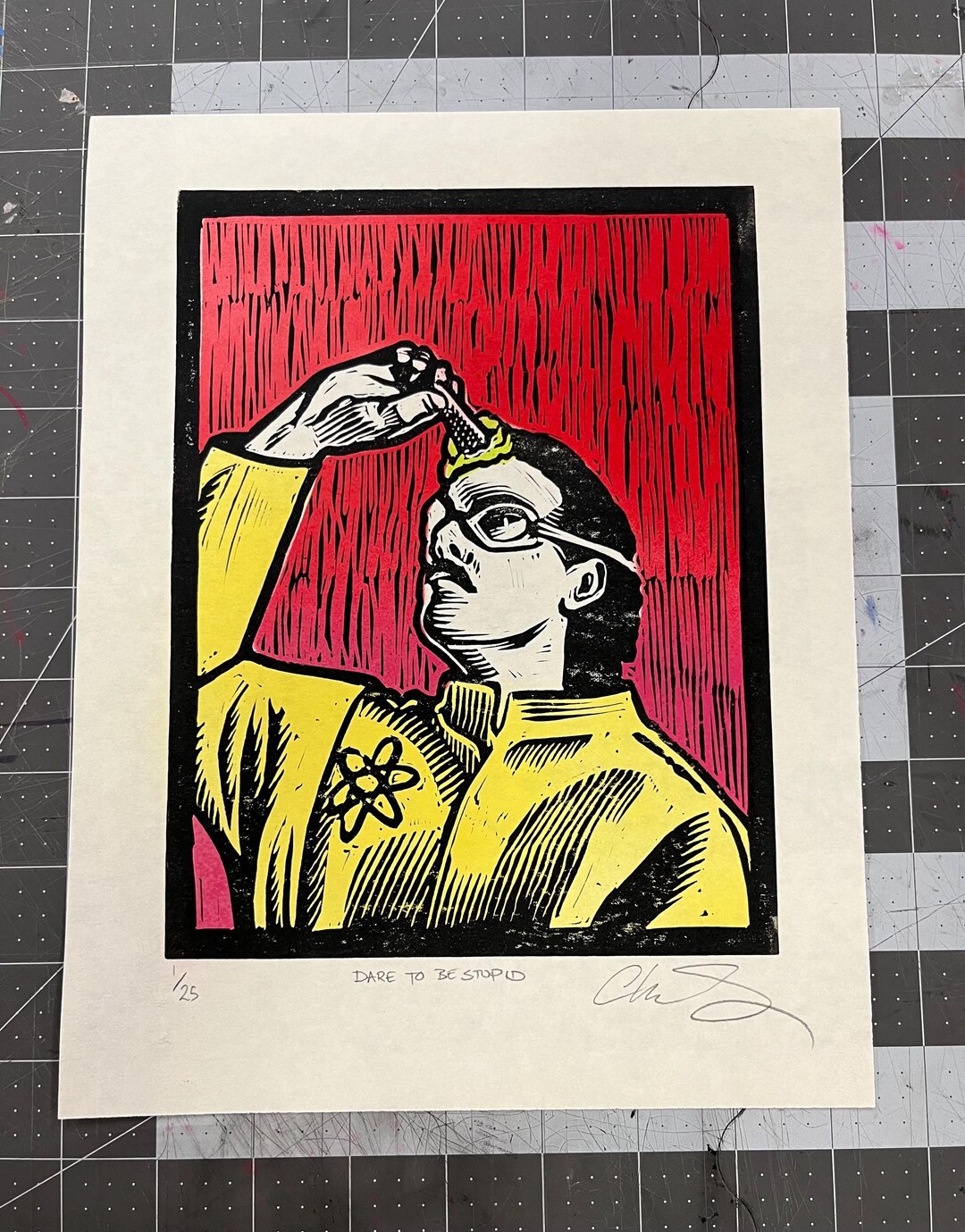 Weird Al Dare to Be Stupid Signed Linoleum Block Print Devo Parody ...