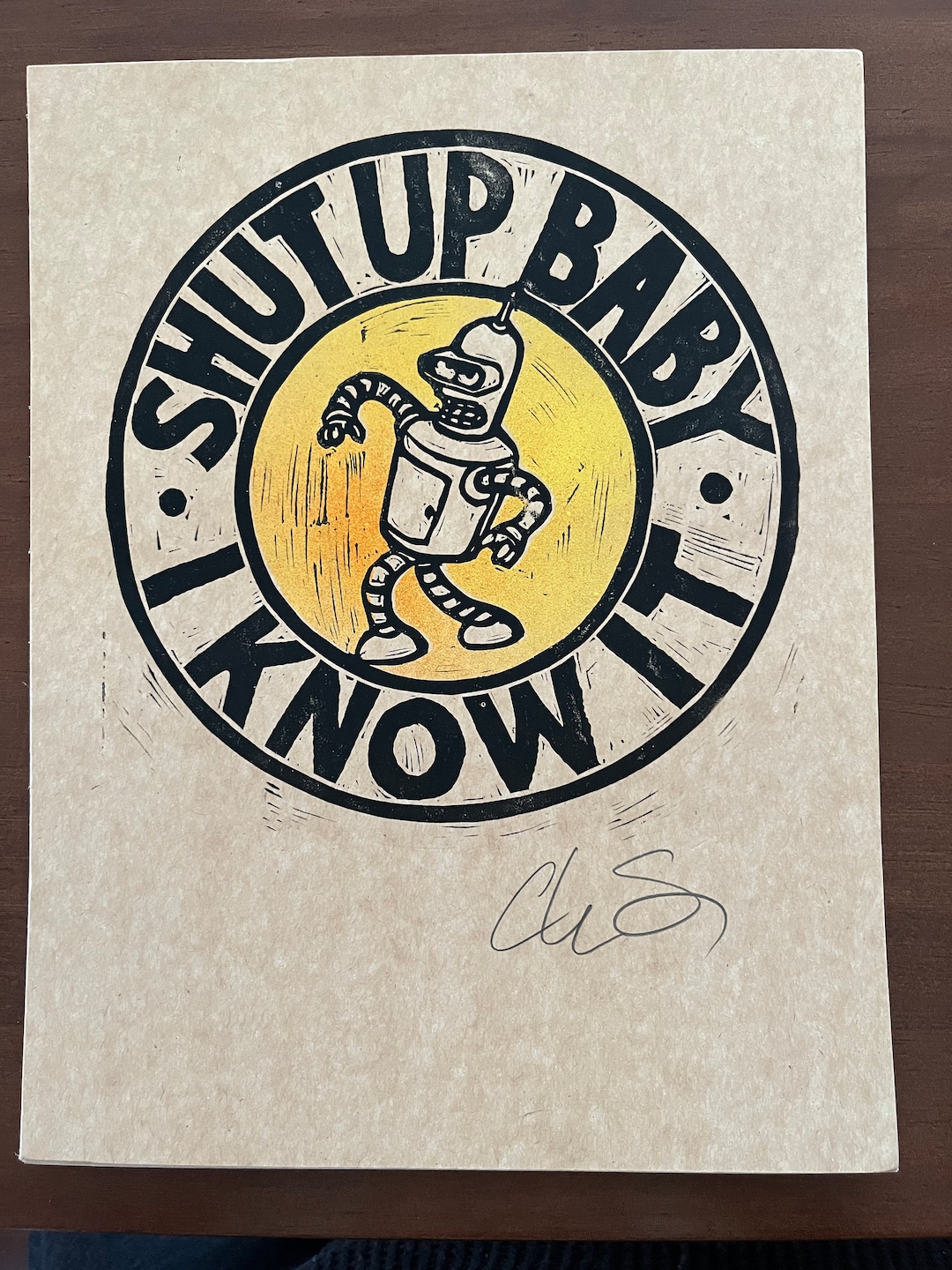 Shut up Baby, I Know It Futurama Bender Hand Pulled Block Print - Etsy