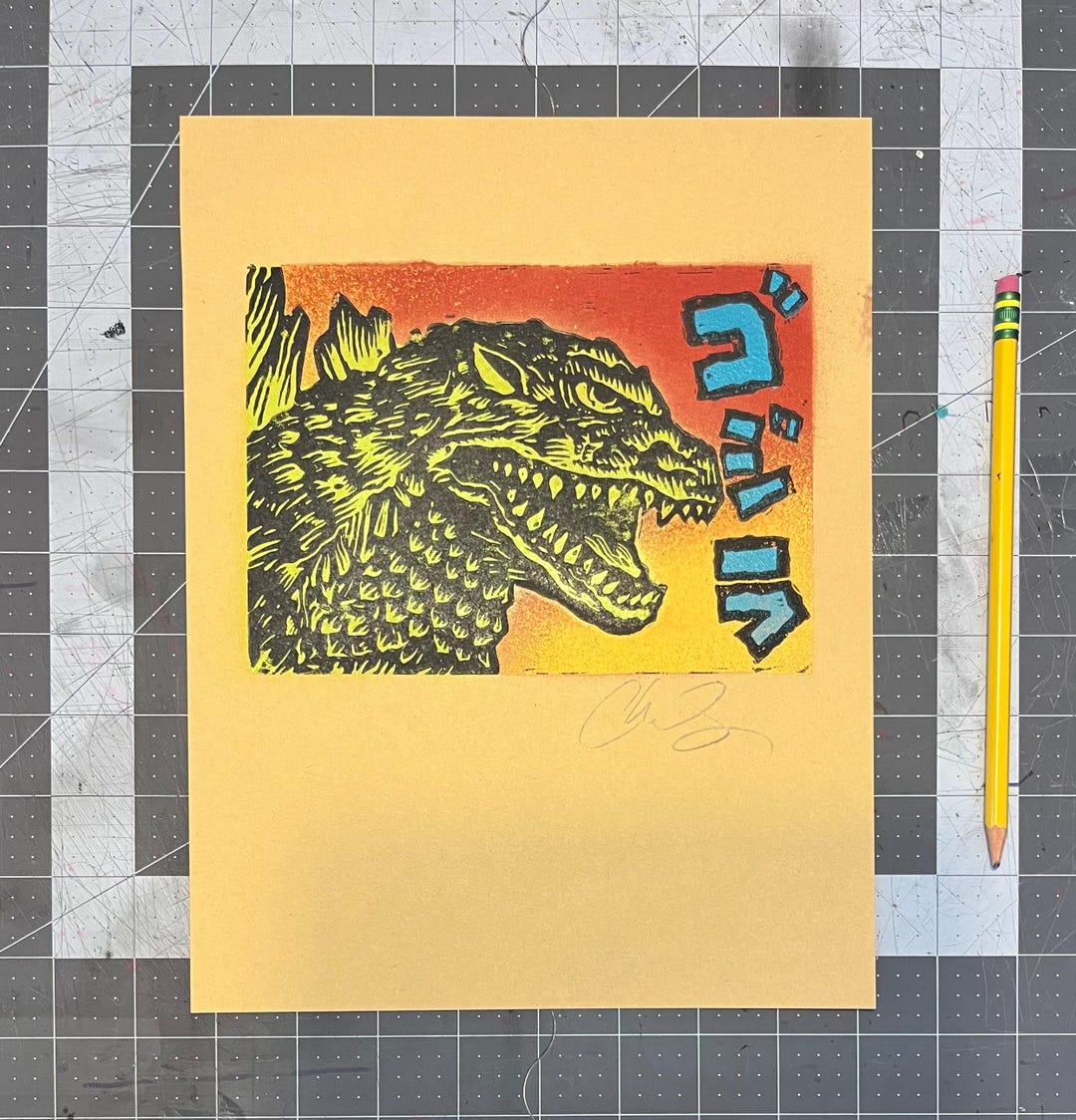 Godzilla Signed Handmade Prints Monster Japan Kaiju Mothra Rodan Pop ...
