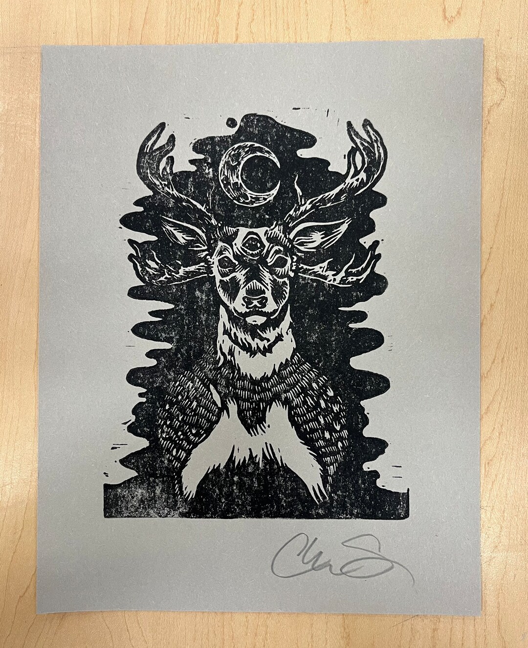 The Not Deer Handmade and Signed Block Print Cryptid Cryptozoology ...