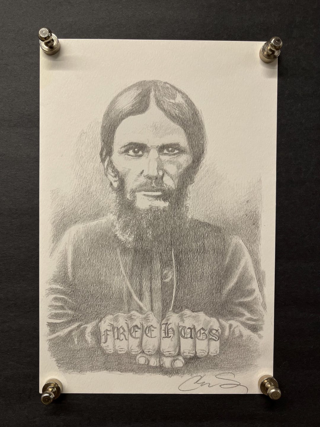 Free Hugs Original Handmade 6x9” Rasputin Drawing Not a Print. Real ...