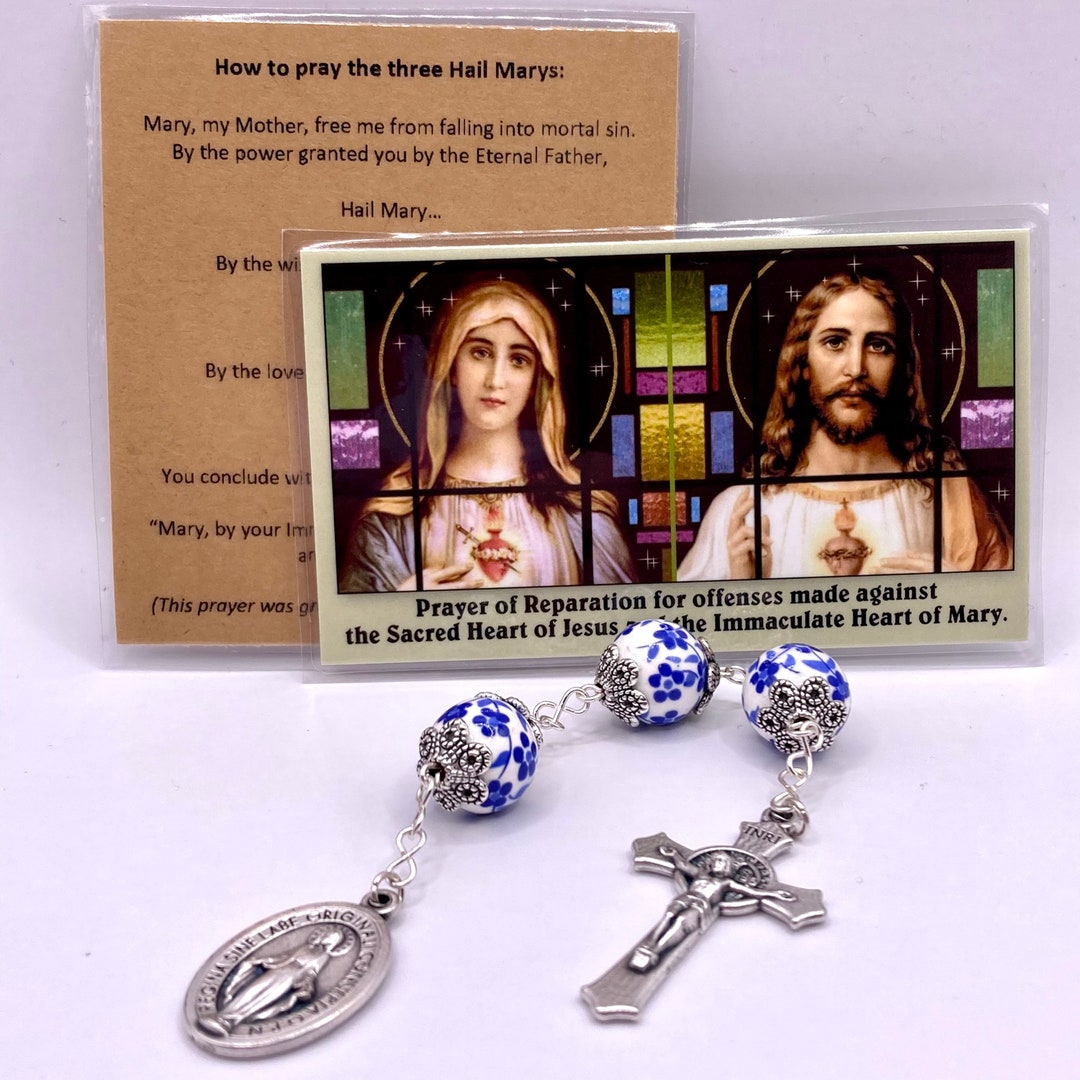 Hail Mary Prayer Chaplet W/ Laminated Holy Card & Instructions - Etsy