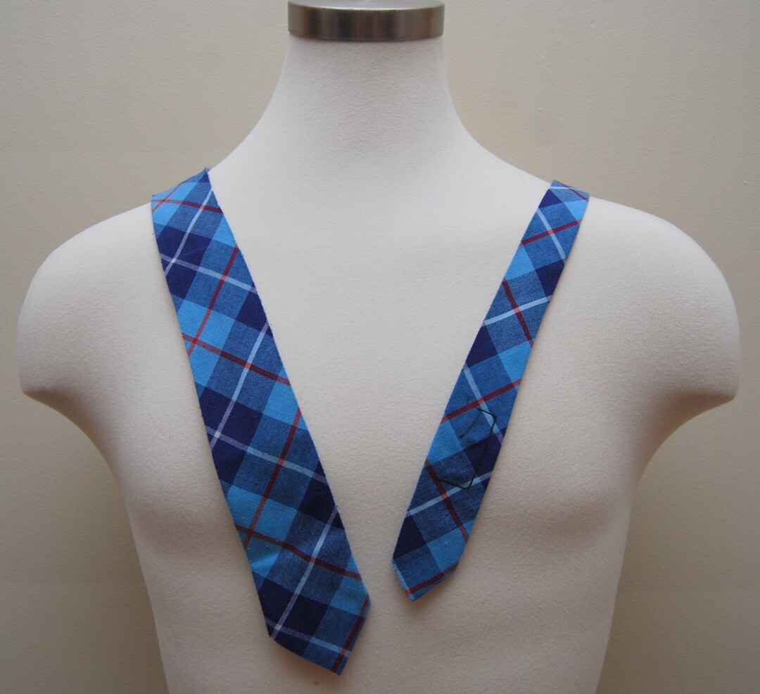 Vintage 1960s Men's Blue Plaid Dacron Skinny Necktie / Grover Cronin - Etsy