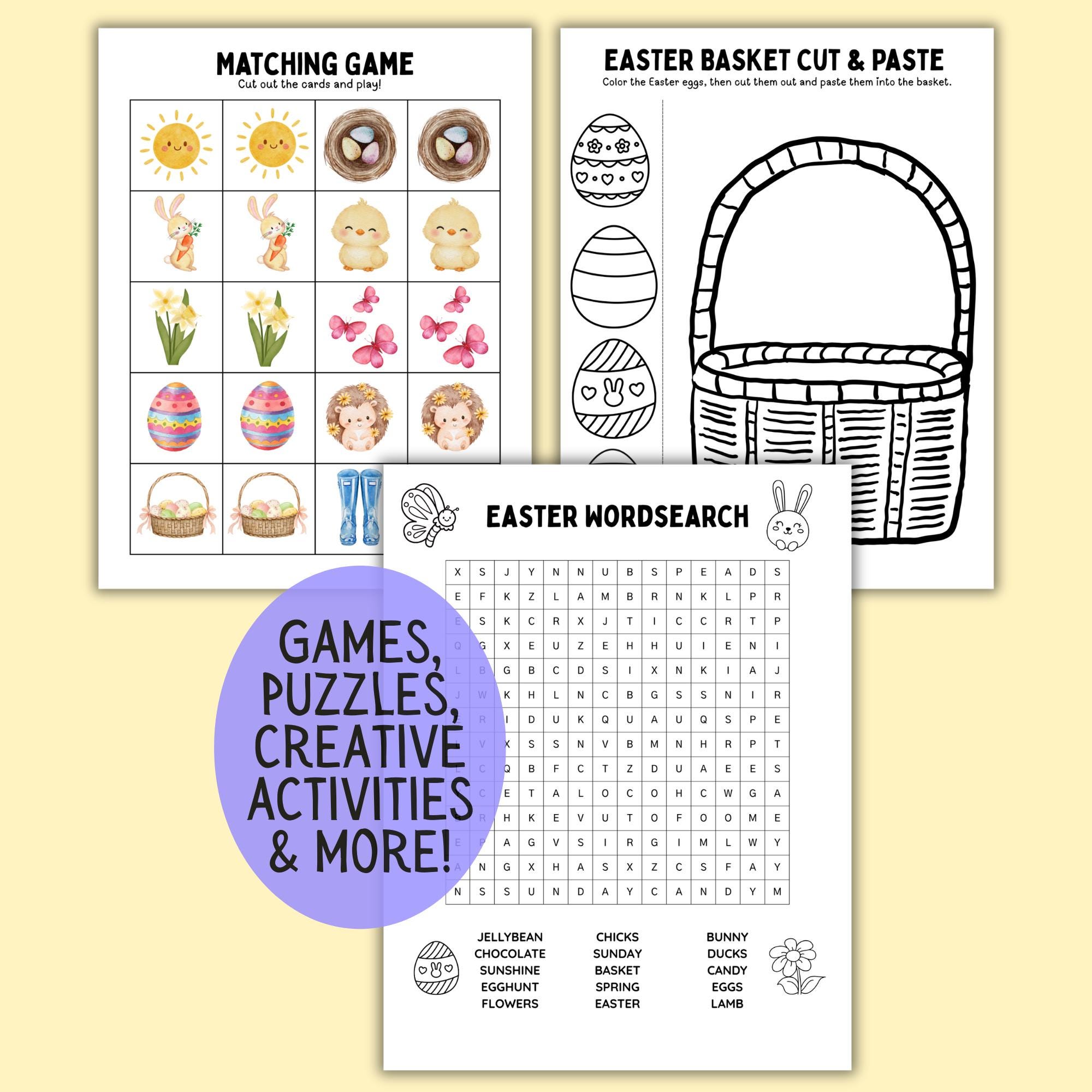Easter Activity Pack for Kids 20 Page Easter Worksheets, Coloring Pages ...