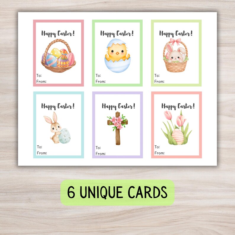 Printable Easter Cards for Kids Cute Easter Basket Gift Tags Spring ...