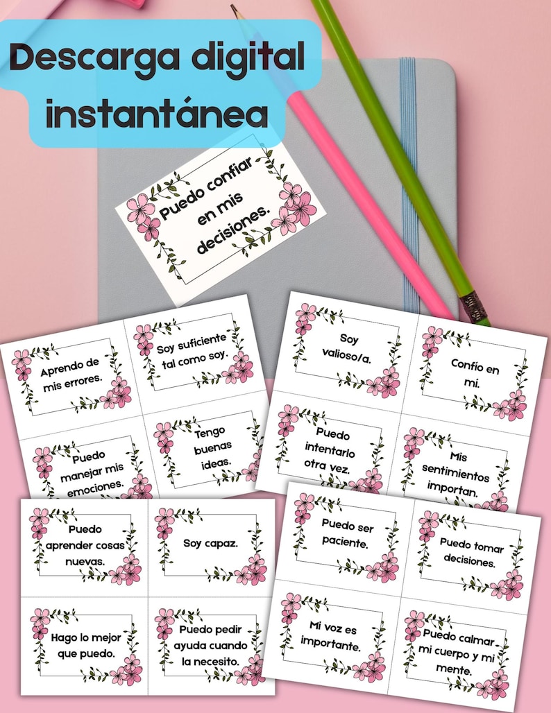 Tarjetas De Afirmaciones Positivas Para Niños Y Adultos En En Español ...