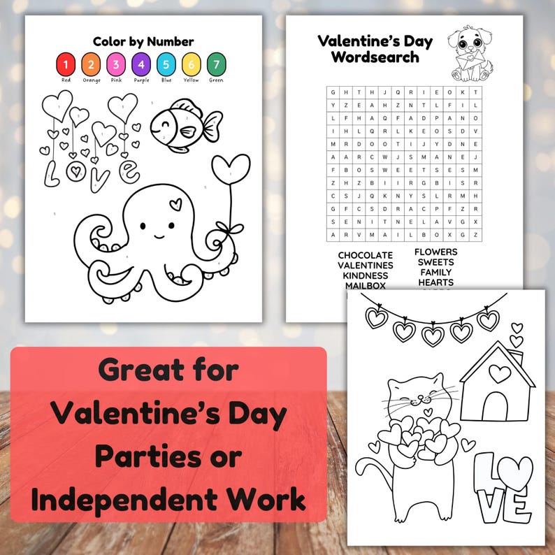 Valentines Day Worksheets and Activities for Kids Valentines Packet for ...