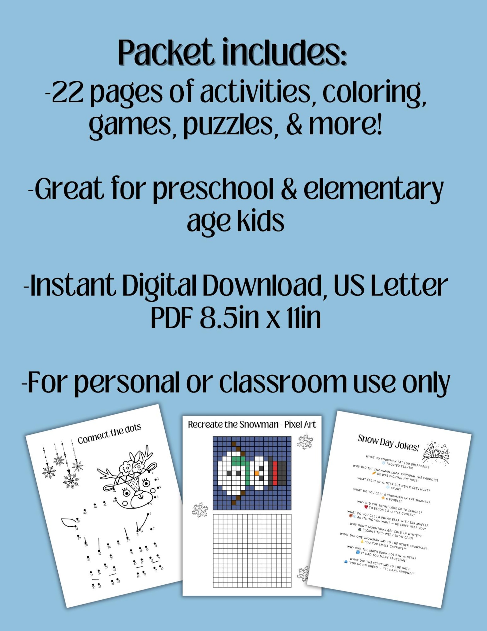 Winter Worksheets for Kids, Snow Day Coloring Pages, January Activities ...