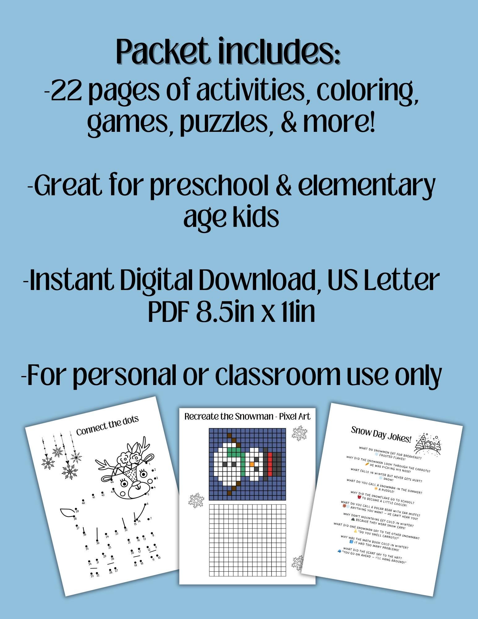 Winter Worksheets for Kids, Snow Day Coloring Pages, January Activities ...